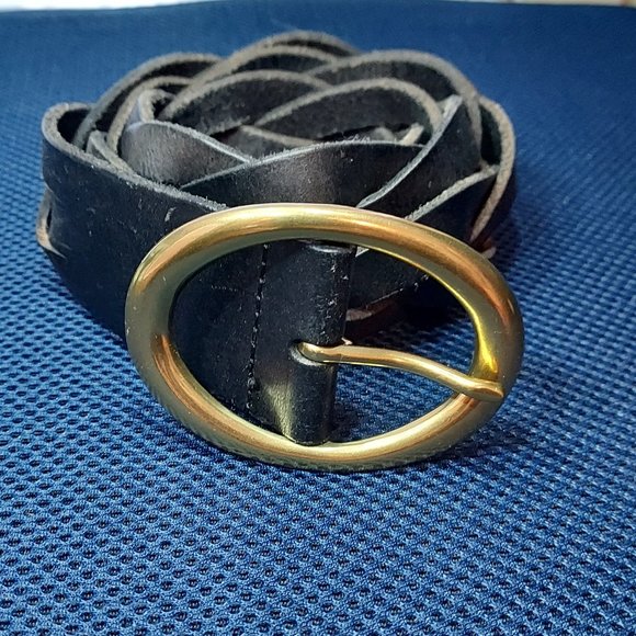 Chaps | Accessories | Chaps Braided Leather W Large Brass Oval Buckle ...